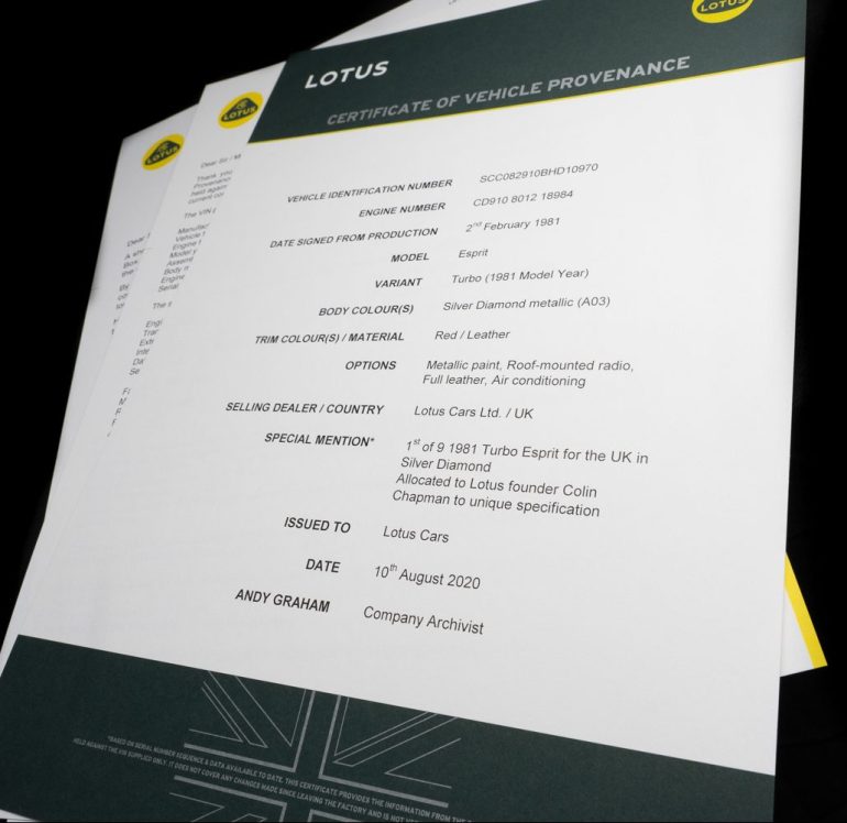 Lotus to Offer Certificate of Provenance Program