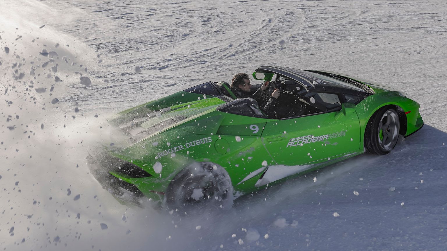 Learning to drive a Lamborghini in the snow