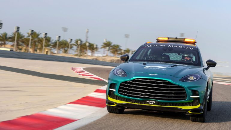 The Aston Martin DBX 707 as the FIA Medical Car of F1