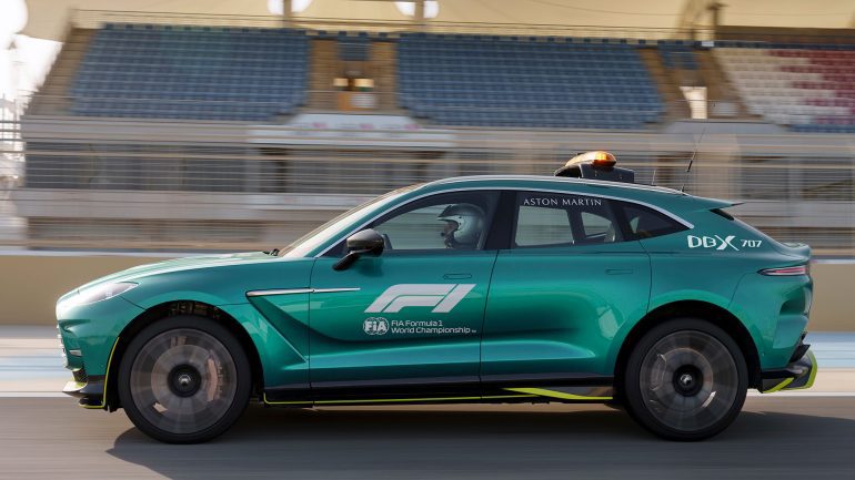 The Aston Martin DBX 707 as the FIA Medical Car of F1