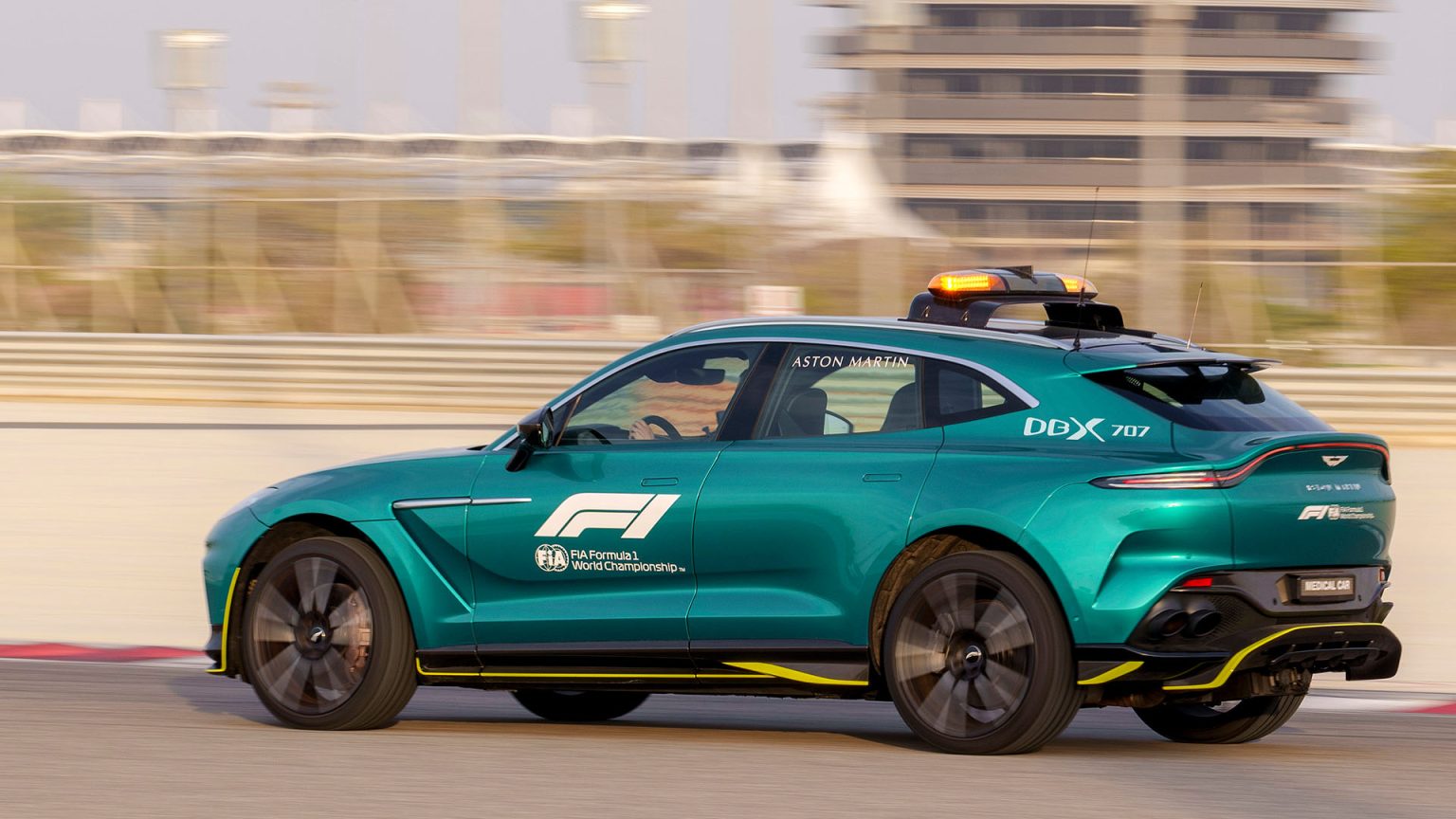 The Aston Martin DBX 707 as the FIA Medical Car of F1