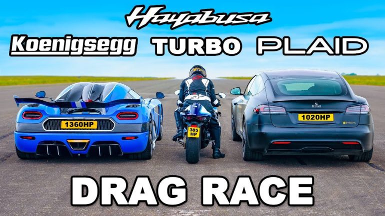 Koenigsegg Agera RST Takes On A Tesla Plaid And Suzuki Hayabusa