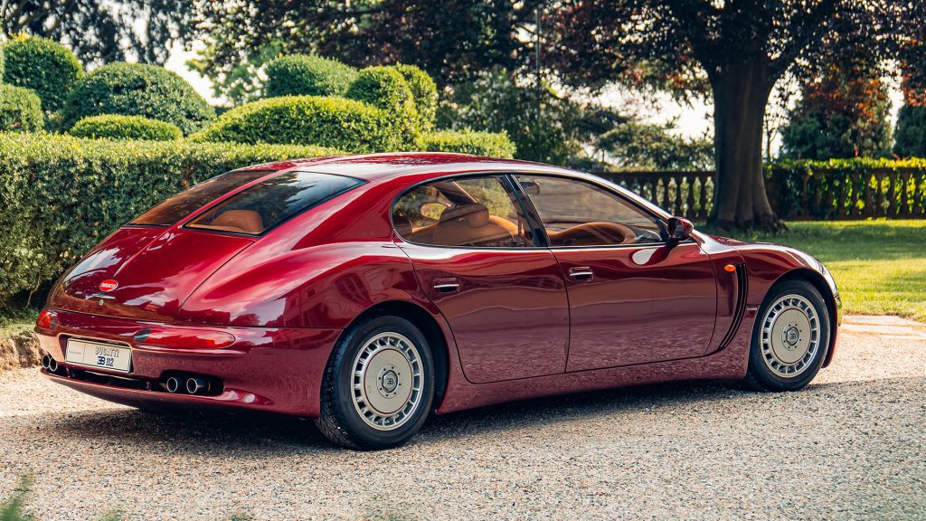 This modern four-door Bugatti is the 30 year old EB112 concept