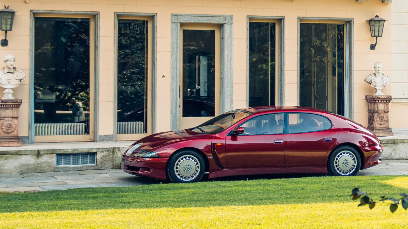 This modern four-door Bugatti is the 30 year old EB112 concept