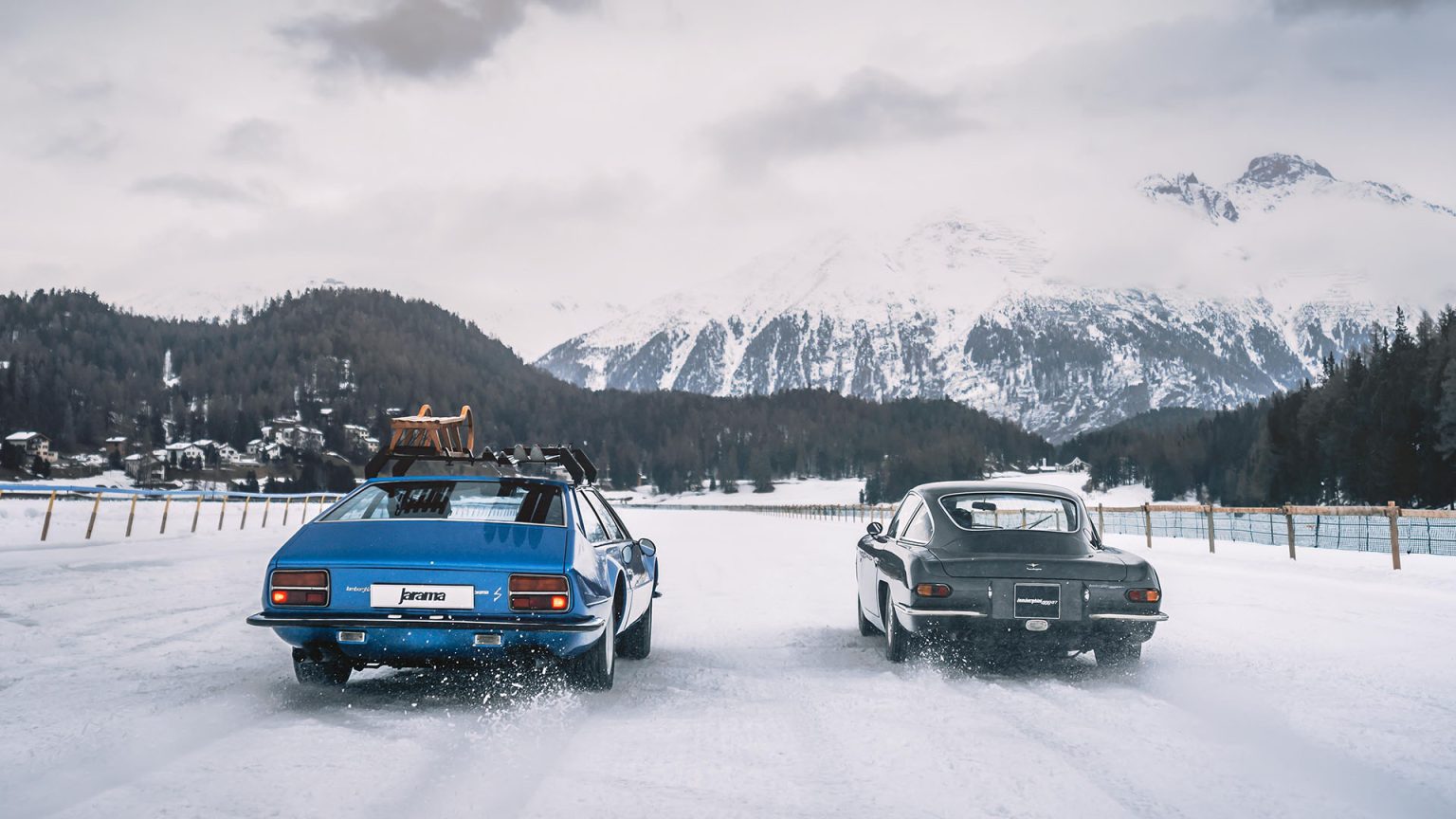 Classic Lamborghini GT on the ice in St Moritz