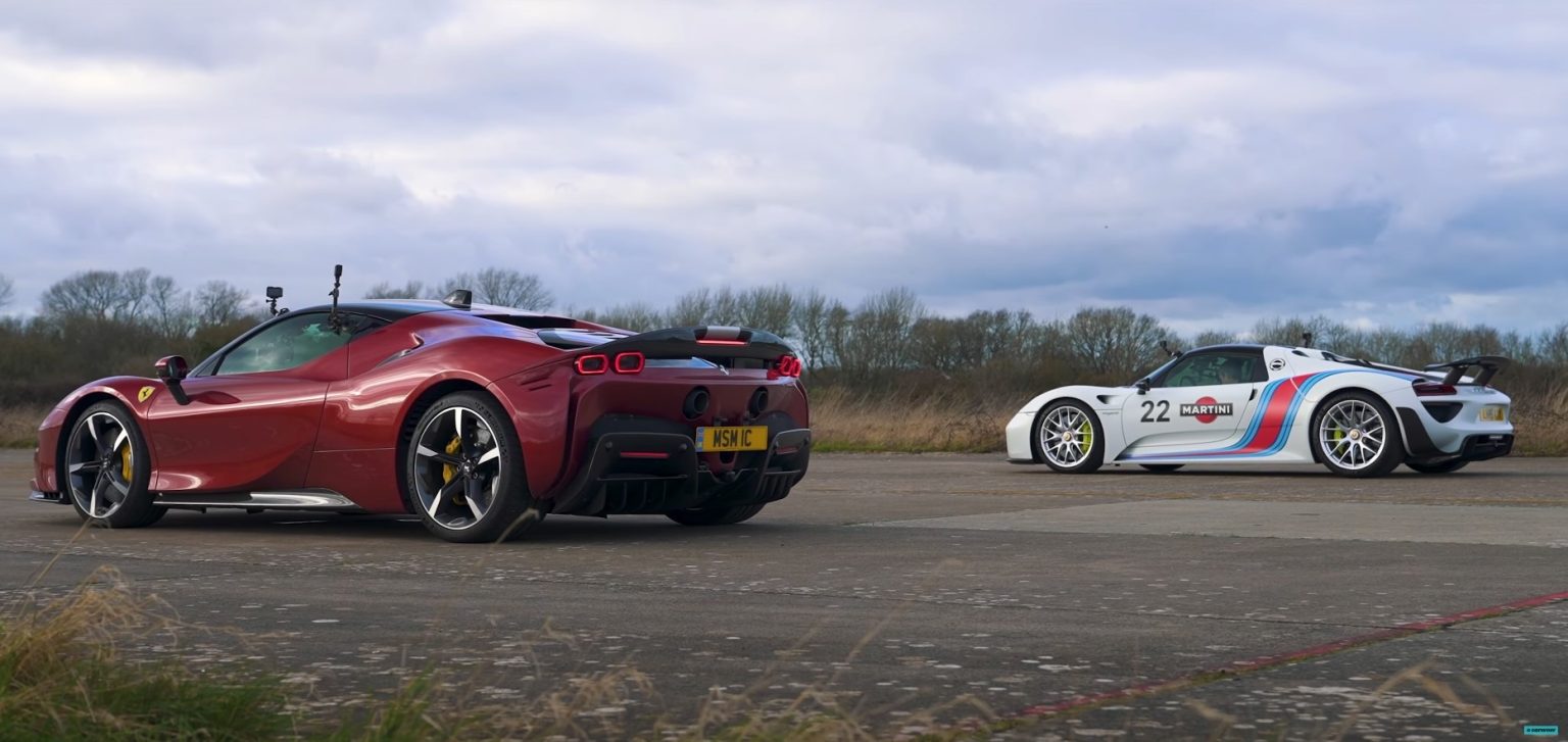 Porsche 918 Spyder Takes On A Hybrid Supercar From Ferrari In A Drag Race