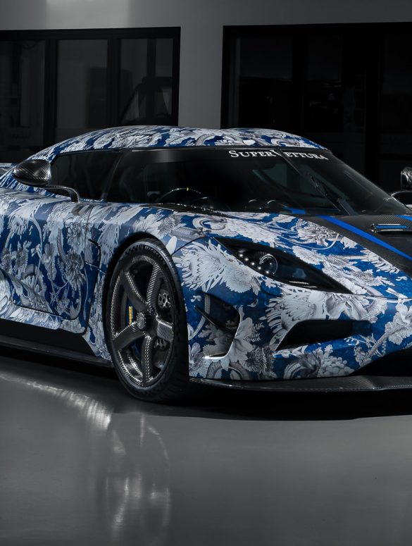 A Koenigsegg Agera N with a wallpaper-wrap thanks to Yiannimize