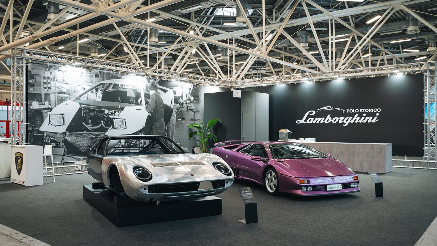 Lamborghini stand at the 2024 Auto e Moto d'Epoca